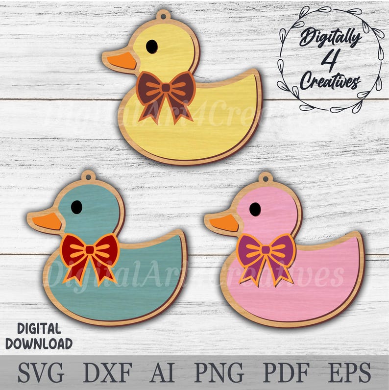 Easter Duck Name Tag | Laser Cut File | SVG Template | Wood Gift Tag ...