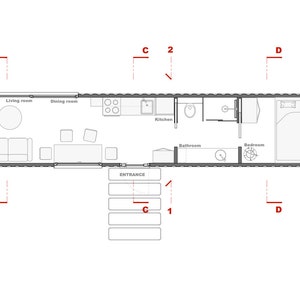 40'x8' Shipping Container Home Plan Design Titian 40ft - Etsy