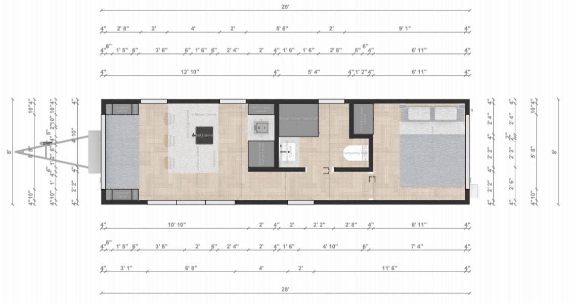Modern Cabin House Plans,10x18, Cottage Floor Plans,1 Bedroom. Small ...