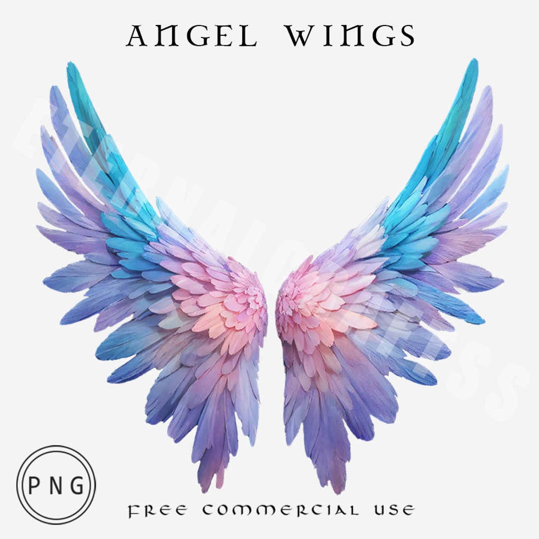 Rainbow Angel Wings Png, Digital Angel Wings, Watercolor Wings, Image ...