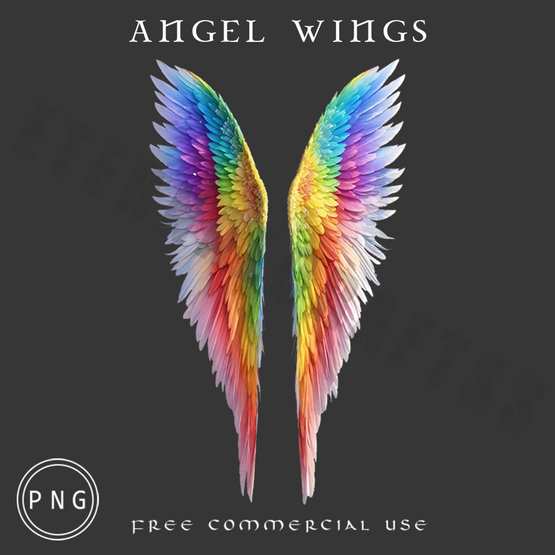 Rainbow Angel Wings Png ,coloured Wings, Watercolor Wings, Image Files ...