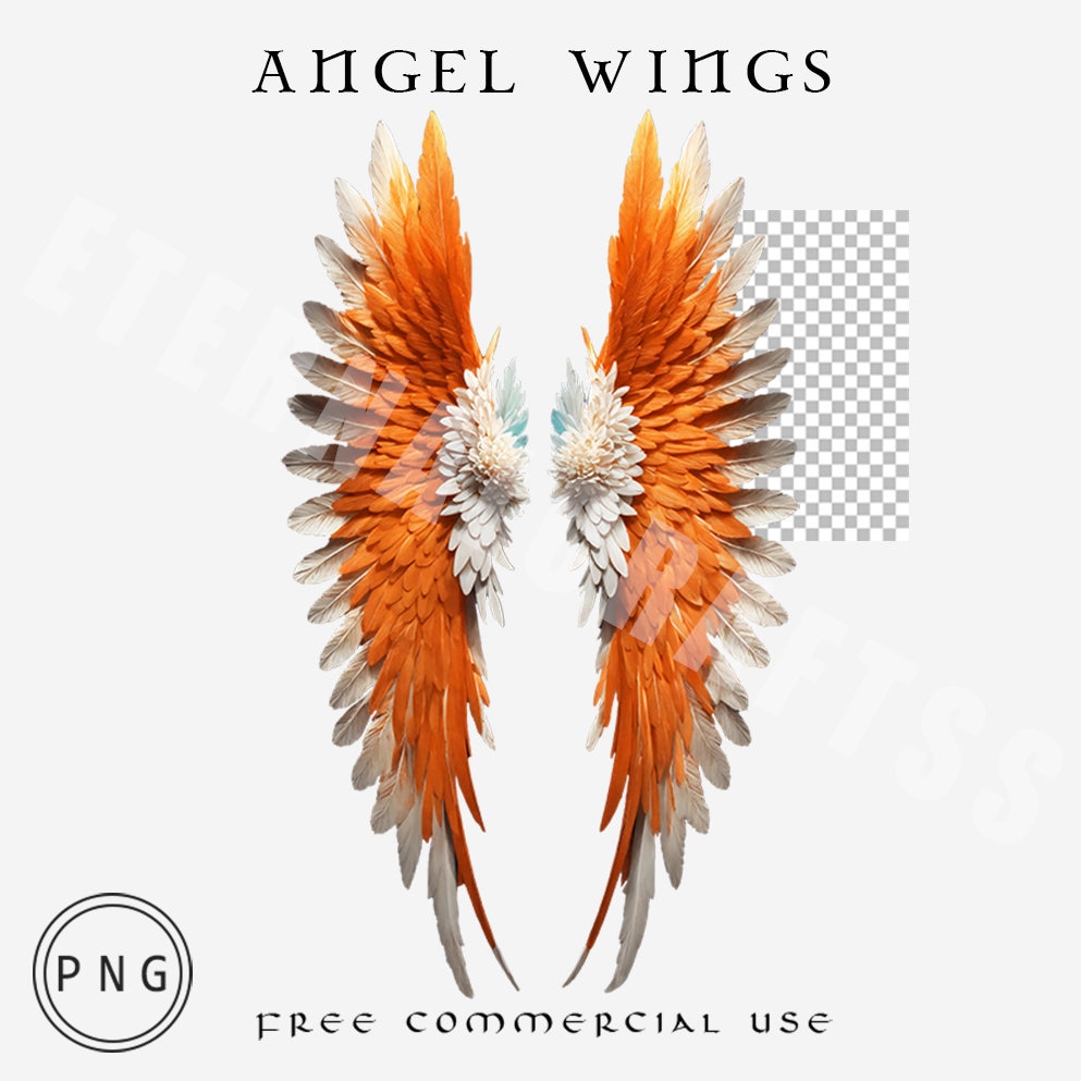 Orange Angel Wings Png, Heaven Wings, Coloured Wings Png, Image Files ...