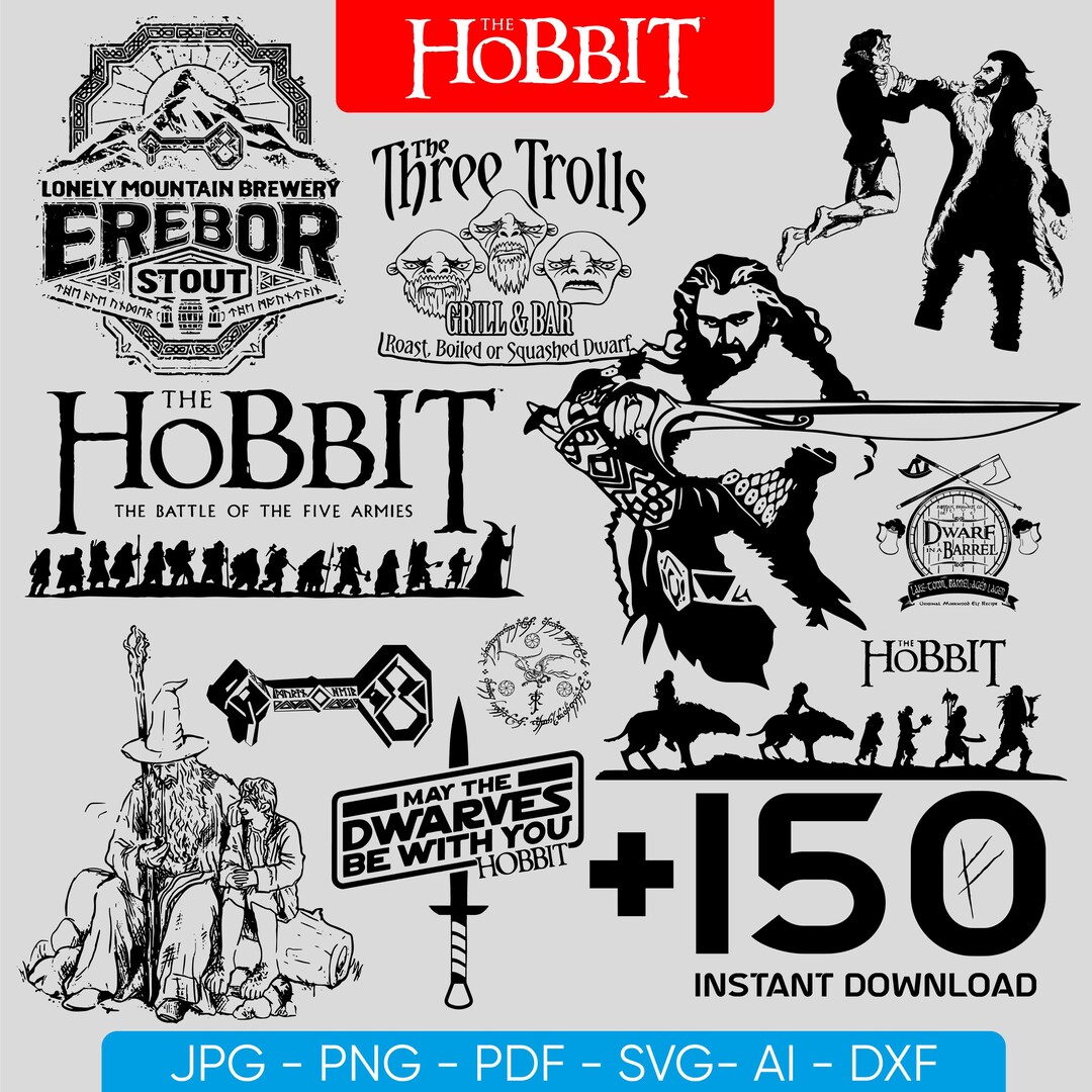 The Hobbit SVG Bundle | 150 Fantasy Cricut Files | Middle Earth Clipart ...