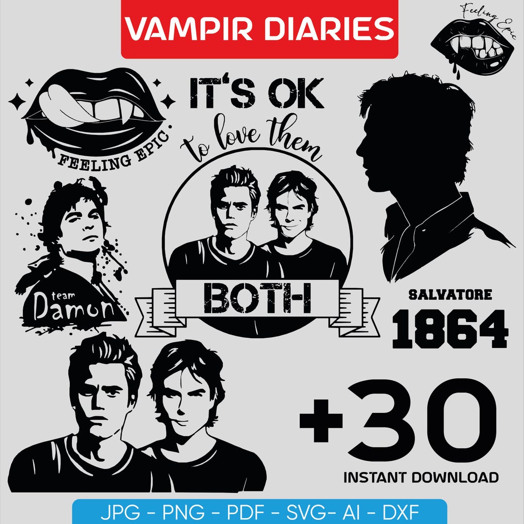 Vampire Diaries SVG Pack, the Vampire Diaries Art, VD Digital Designs ...