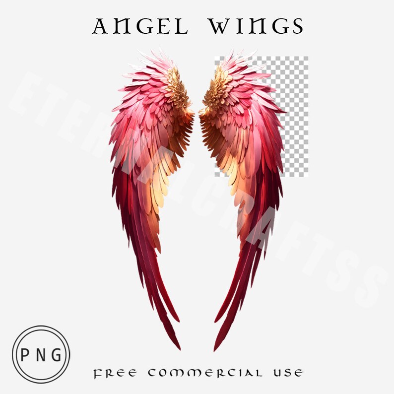 Red Angel Wings Clip Art , Angel Wings Memorial Png, Image Files, Wings ...