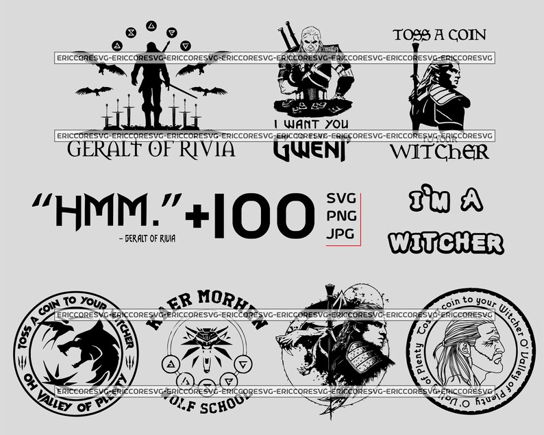 Witcher Svg Bundle Pack, Geralt of Rivia Svg, Witcher Svg, Silhouette ...