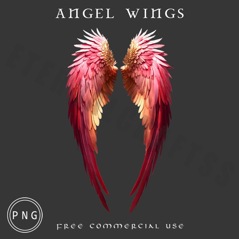 Red Angel Wings Clip Art , Angel Wings Memorial Png, Image Files, Wings ...