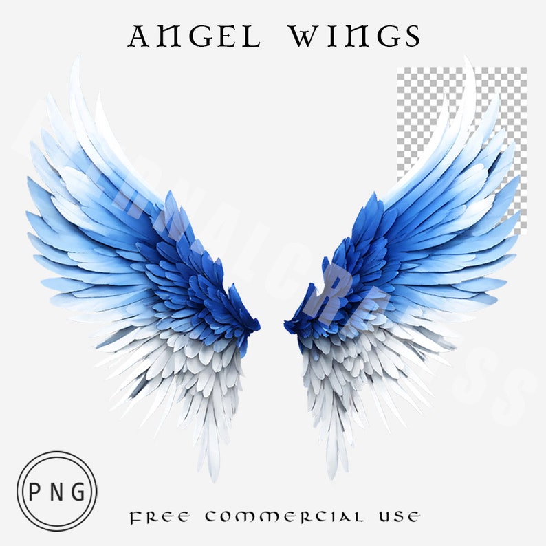 Blue & White Angel Wings Clip Art , Angel Wings Memorial Png, Image ...