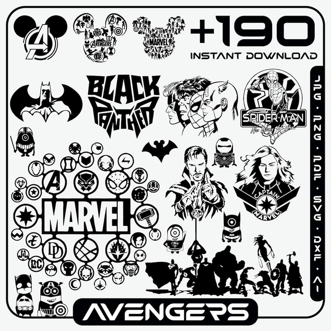 Avengers SVG Bundle, Superhero SVG, Marvel Avengers Designs, Instant ...