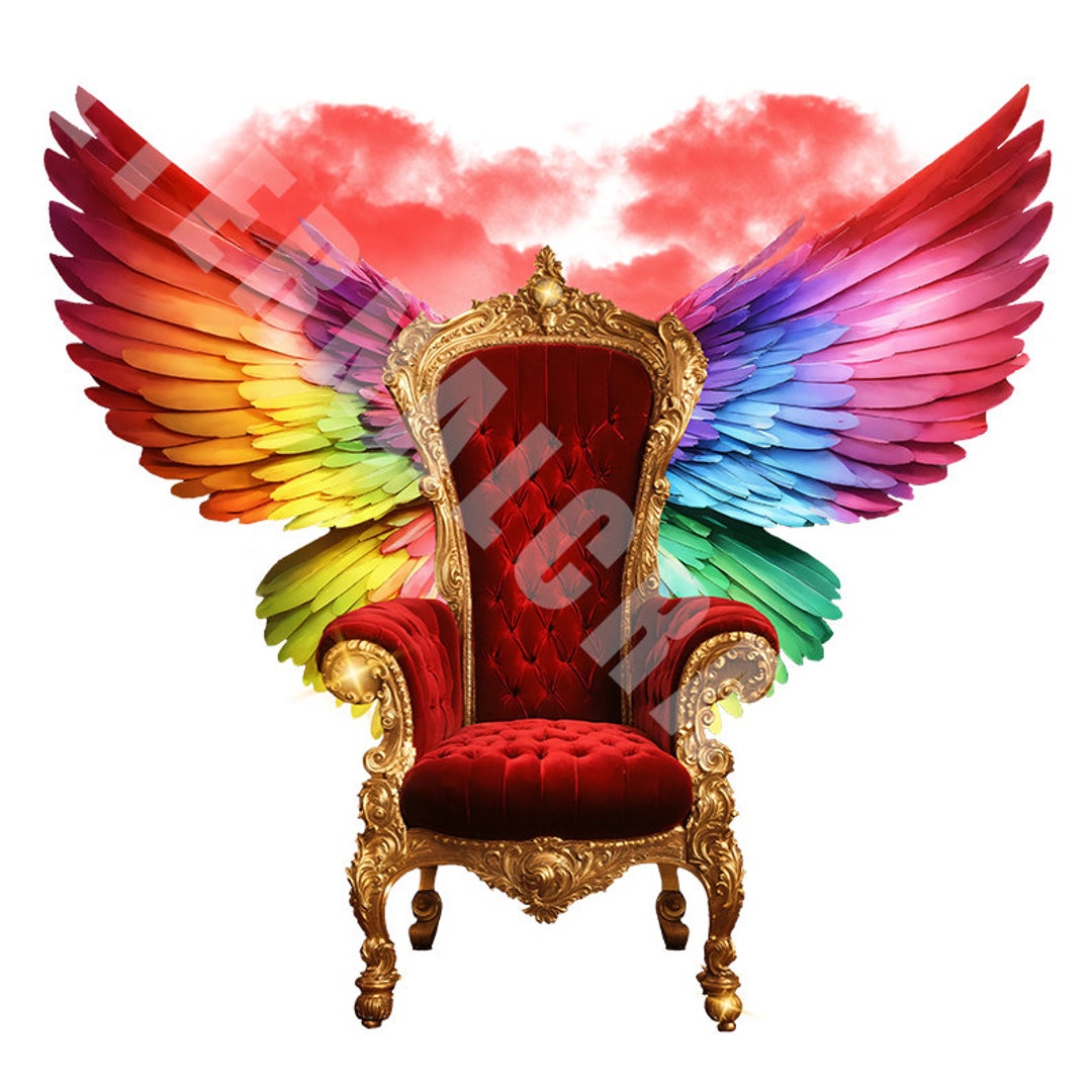 Rainbow Angel Wings Chair Heavens Png ,in Loving Memory Chair, Funeral ...
