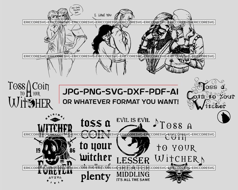 Witcher Svg Bundle Pack, Geralt of Rivia Svg, Witcher Svg, Silhouette ...