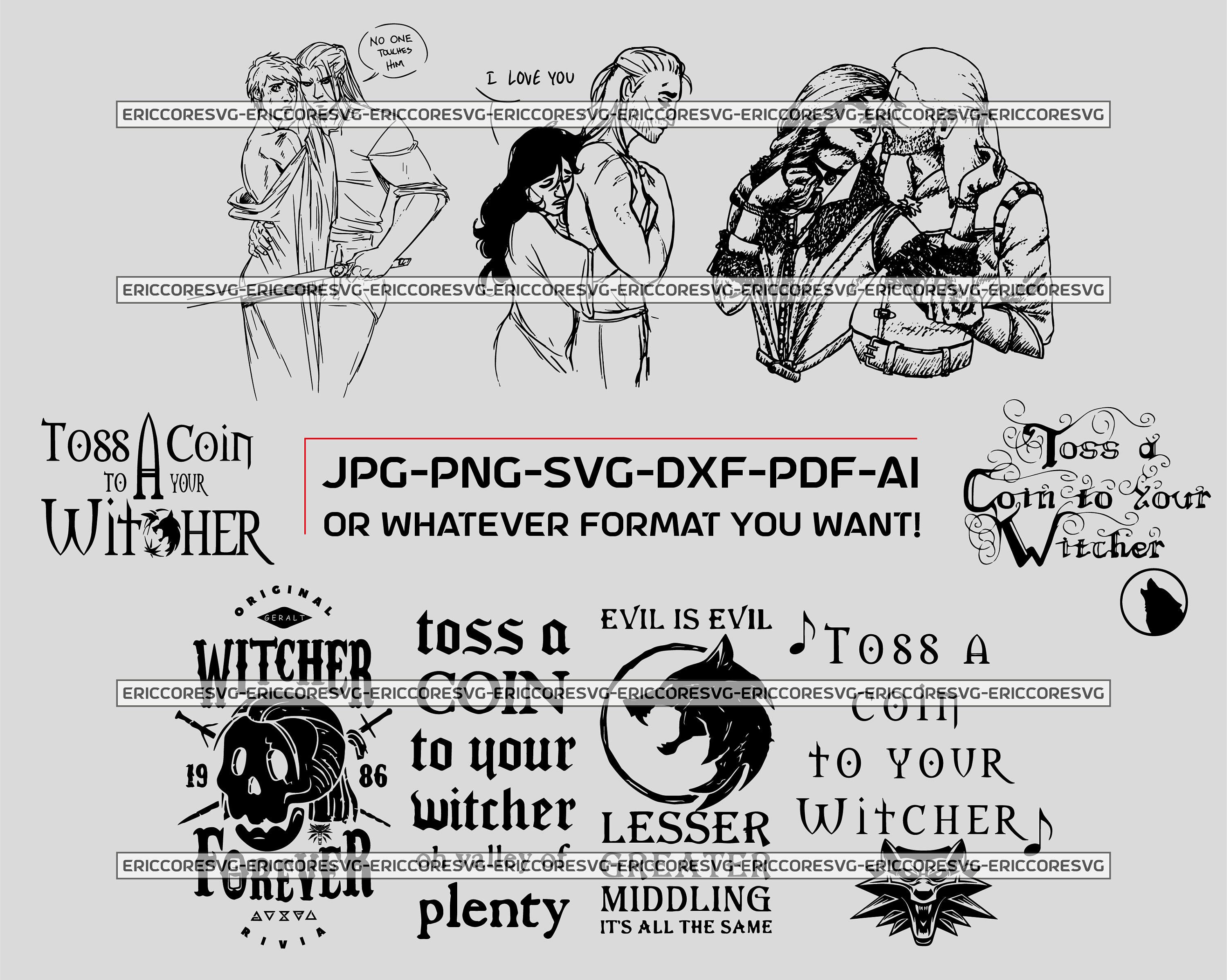 Witcher Svg Bundle Pack, Geralt of Rivia Svg, Witcher Svg, Silhouette ...