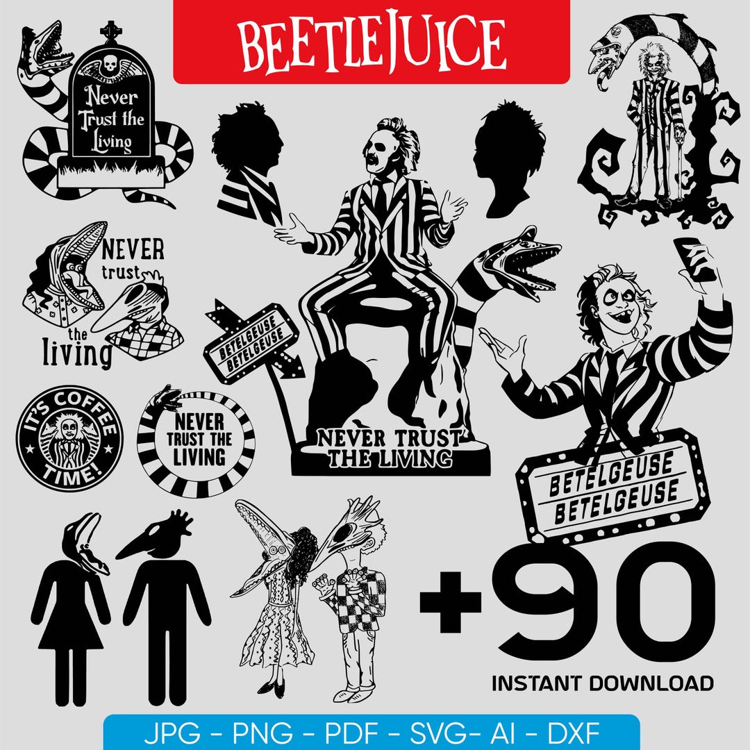 Beetlejuice SVG Bundle | 90 Gothic Cricut Files | Tim Burton Clipart ...