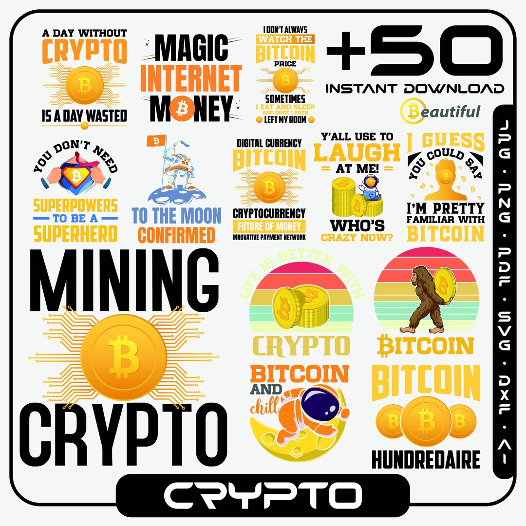 Bitcoin SVG Bundle, Cryptocurrency SVG, Crypto Designs, Blockchain Svg ...