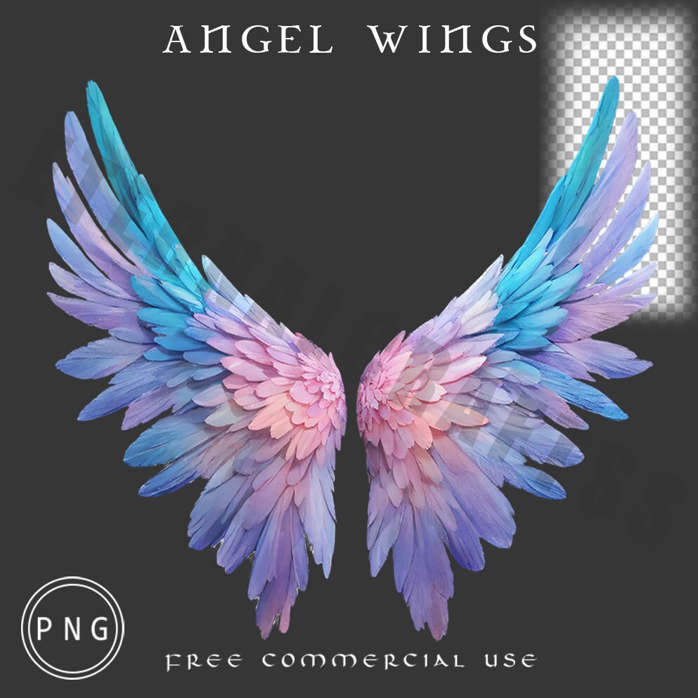 Rainbow Angel Wings Png, Digital Angel Wings, Watercolor Wings, Image ...