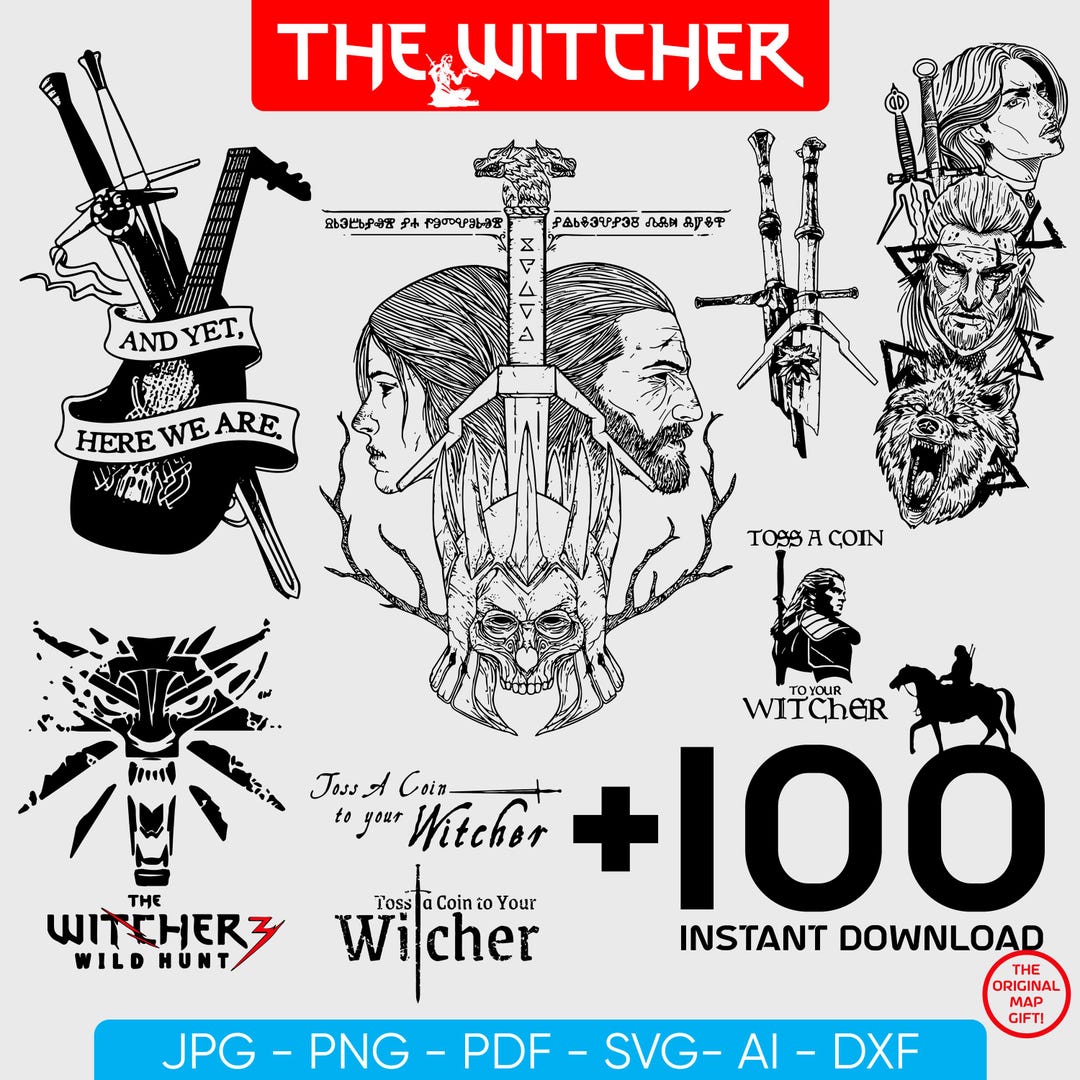 The Witcher SVG Bundle – Geralt, Yennefer, Ciri & Iconic Symbols Cricut ...