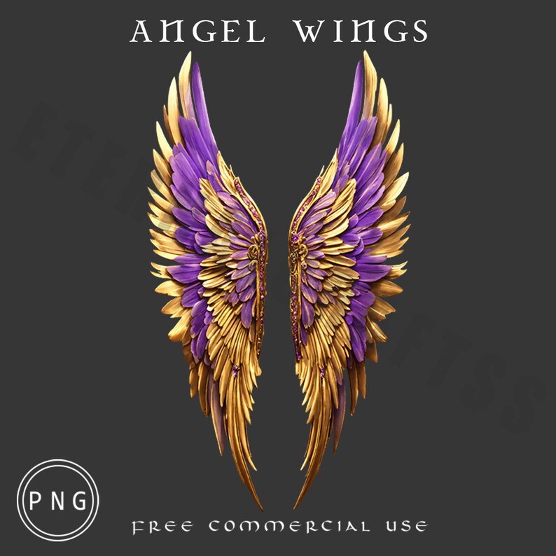 Golden & Purple Angel Wings Png ,coloured Wings, Heavenly Birthday ...