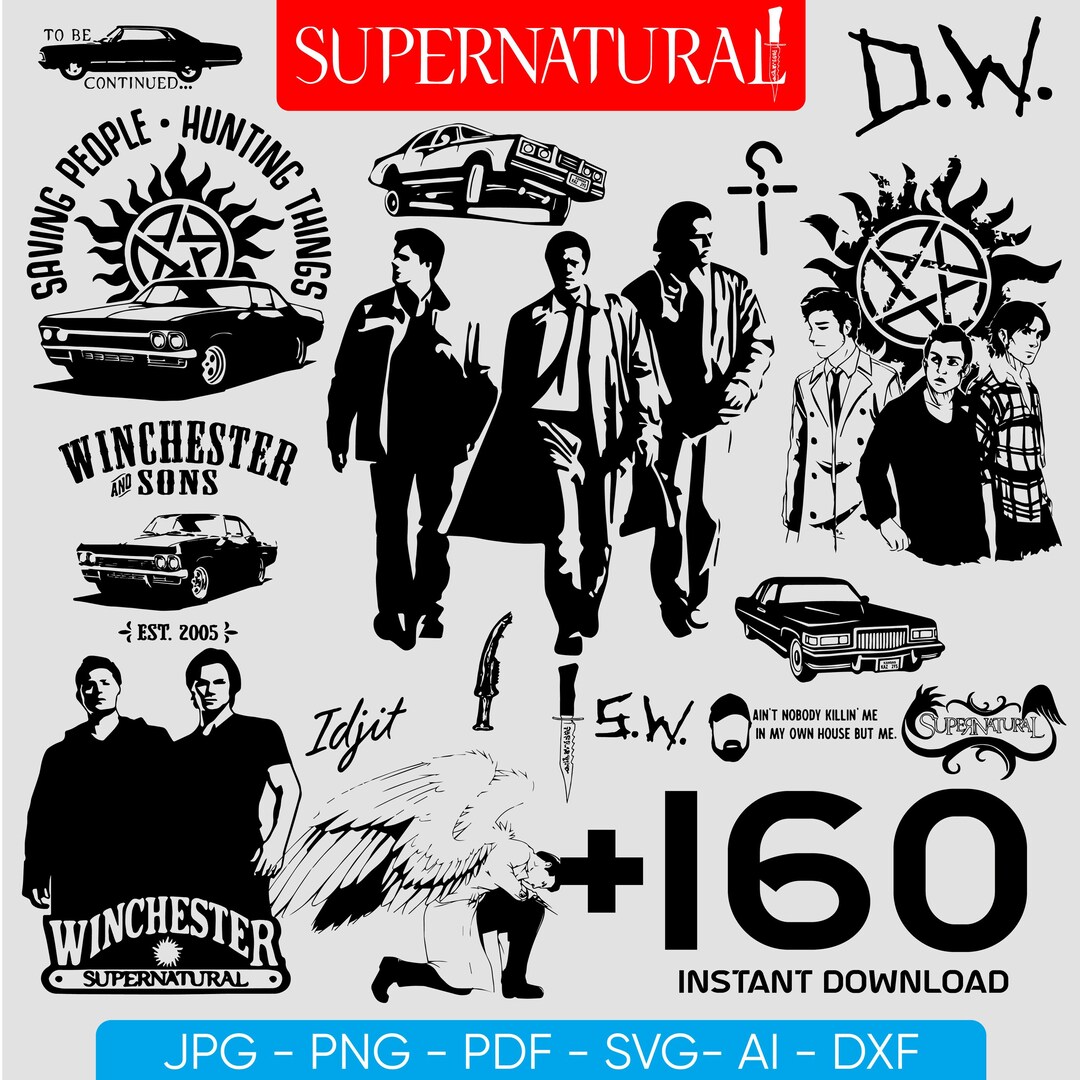 Supernatural SVG Bundle – Dean, Sam, Castiel, Angels, Demons Svg I SVG ...