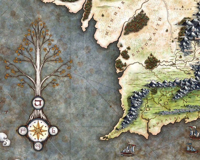 Lord of the Rings Map, Middle Earth Map, Lord of the Rings Gift, Great ...