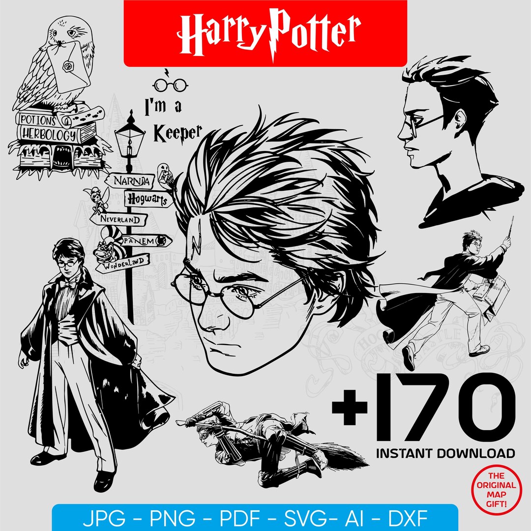 Harry Potter SVG Bundle – Hogwarts Houses, Magic Icons & Quotes for ...