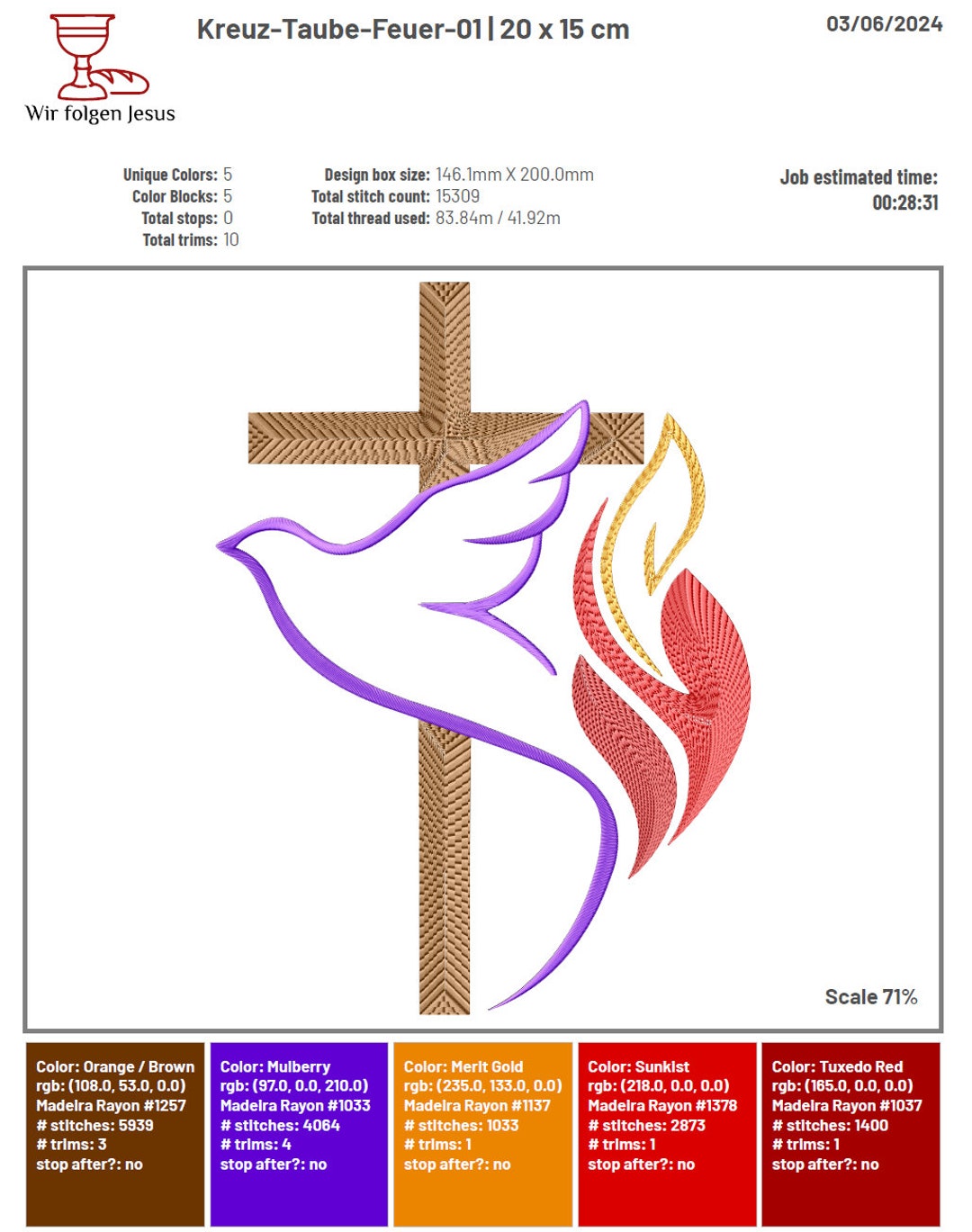Cross With Dove and Flame | Inflamed Spirit | 8 Sizes | 5 Colors ...