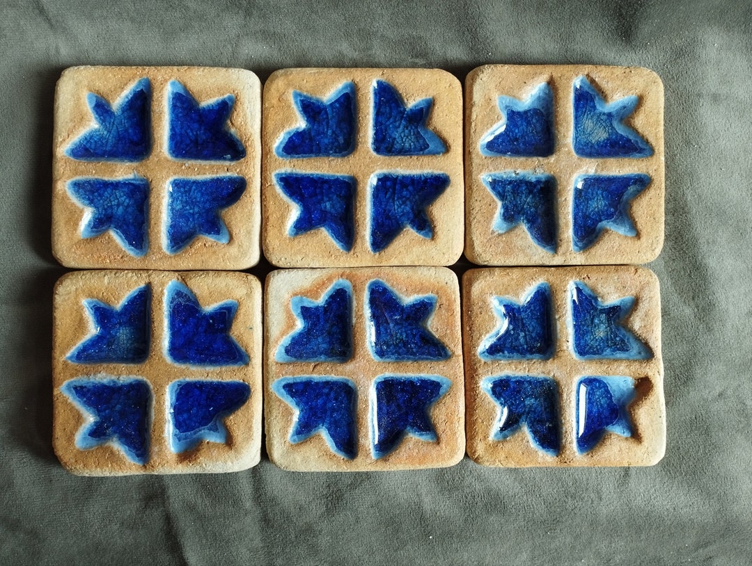 Blue Tiles / Set 4x4 Tiles / Eco Handmade With Recycling Glass in ...