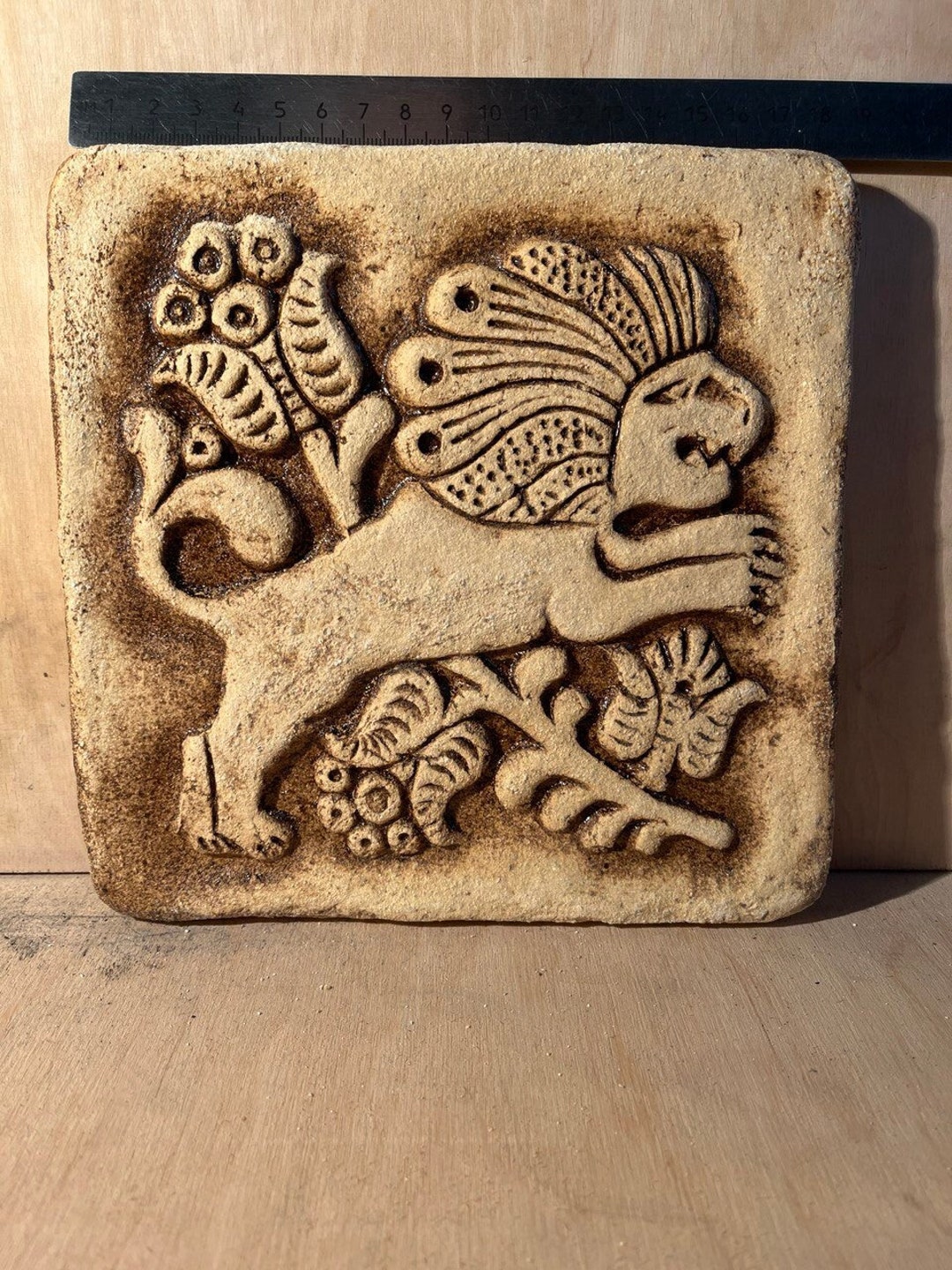 Scandinavian Tiles / Glazed Tile / 8x8 Tile / Handmade Ornament in ...