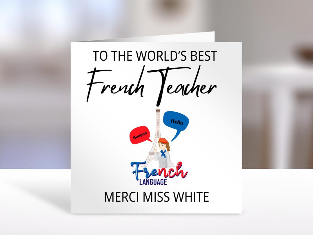 Personalised French Teacher Thank You Card - Etsy