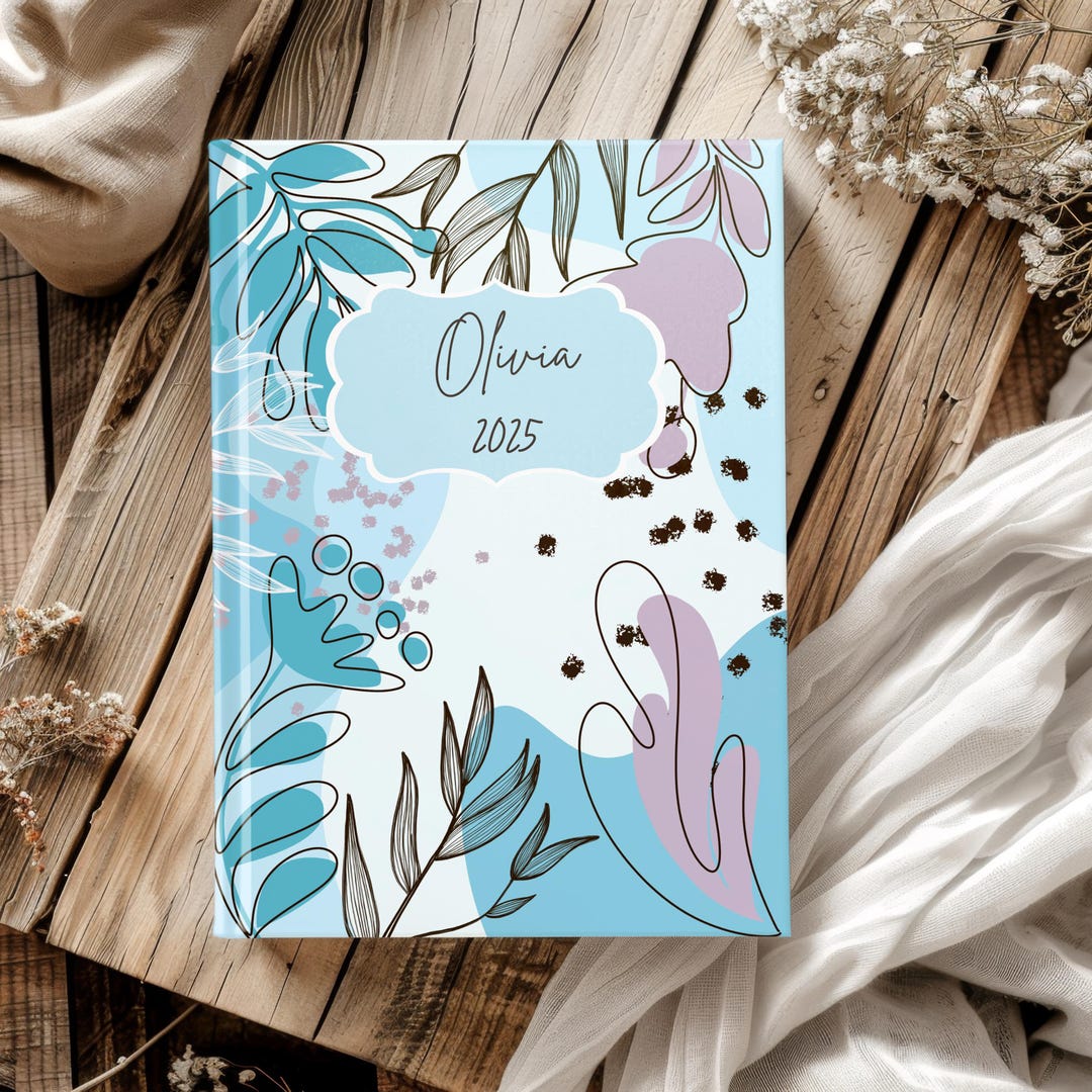 Personalised 2025 Diary Week to View, Hardcover, Abstract Floral, 2 ...