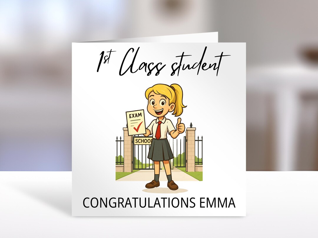 Congratulations Exam Results Card, 1st Class Student Award Card ...