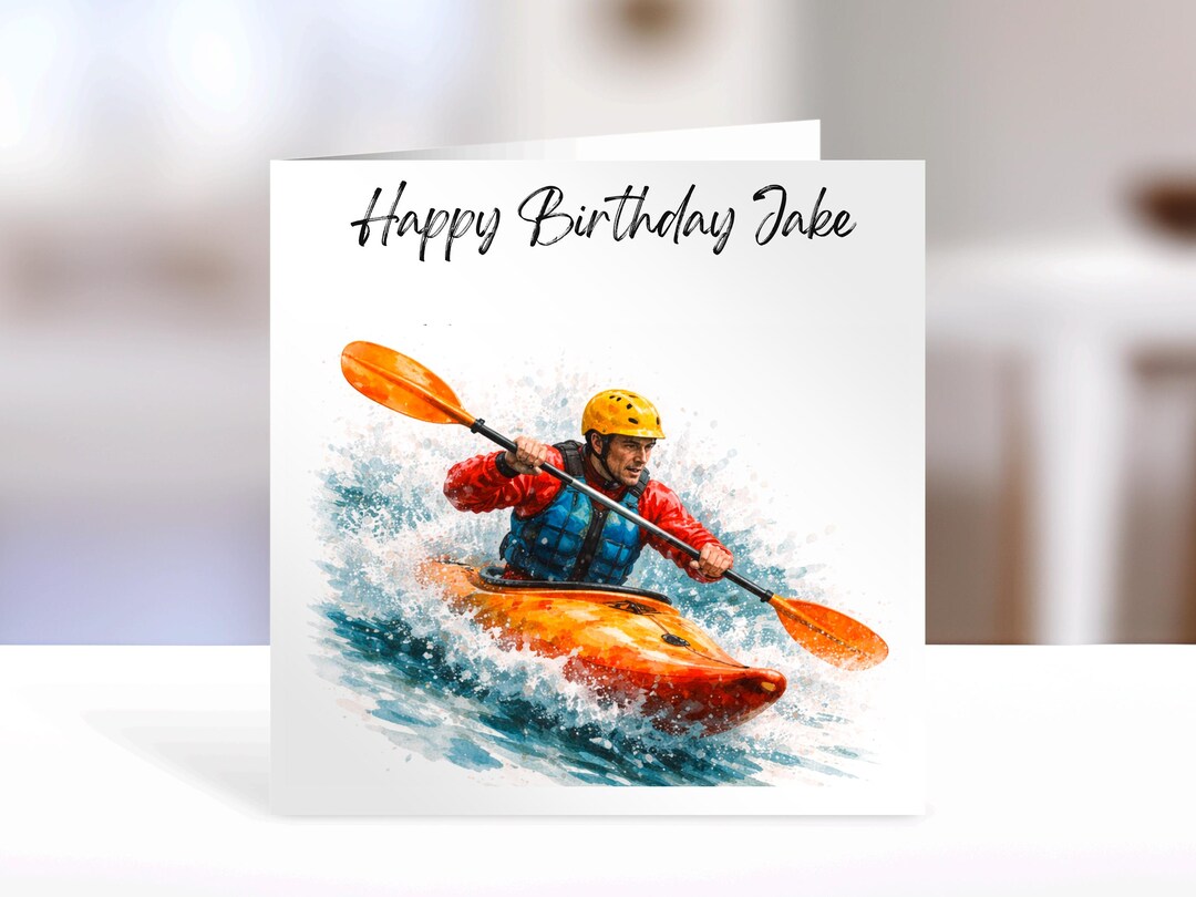 Kayak Birthday Card: Fun Watercolour Style (personalised Options) - Etsy UK