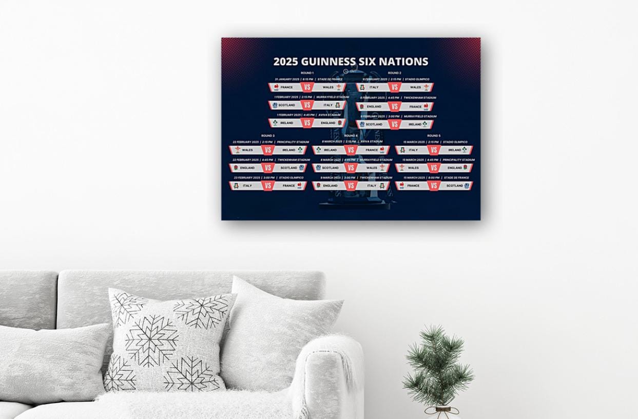 Six Nations Rugby Poster 2025 Match Schedule Digital Download - Etsy