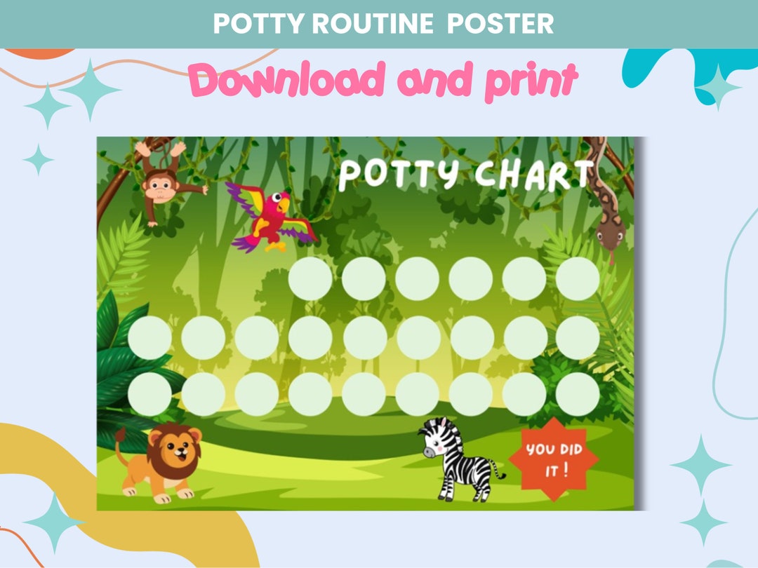 Toddler Potty Routine Training A4 Poster Digital PDF, Jungle Version ...