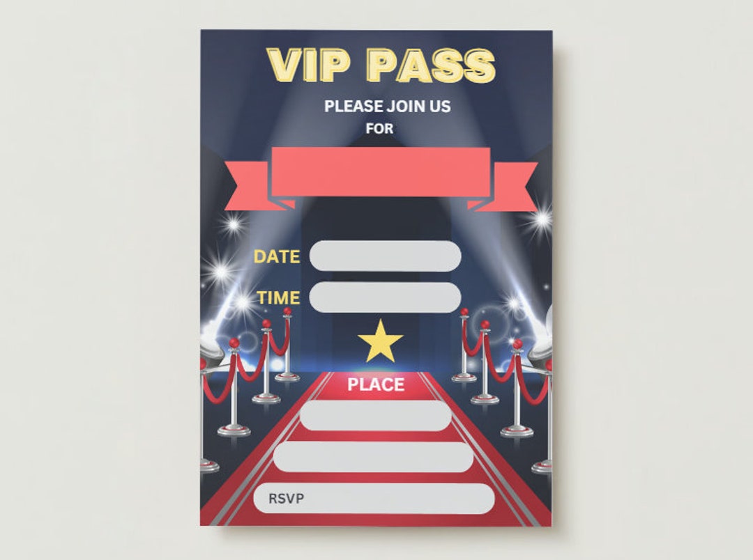 VIP Party Invitation, Party Invitation, Birthday Invitation, Children's ...