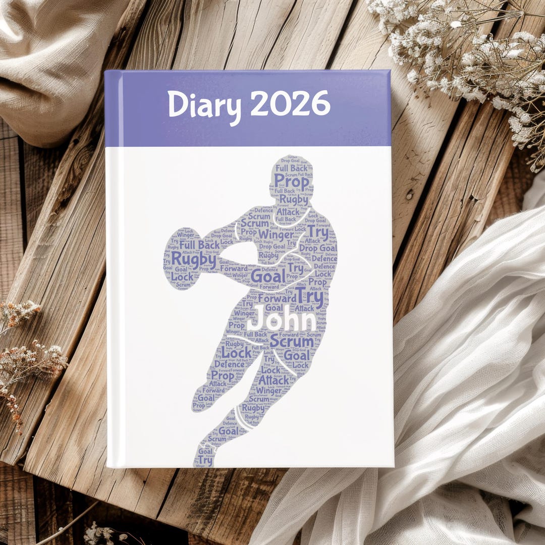 Personalised Rugby Diary 2026 - A5 Hardcover Journal With Name - Etsy