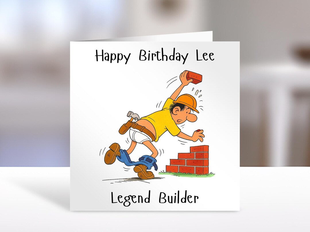 Builder Birthday Card: Funny Custom Name Option - Etsy