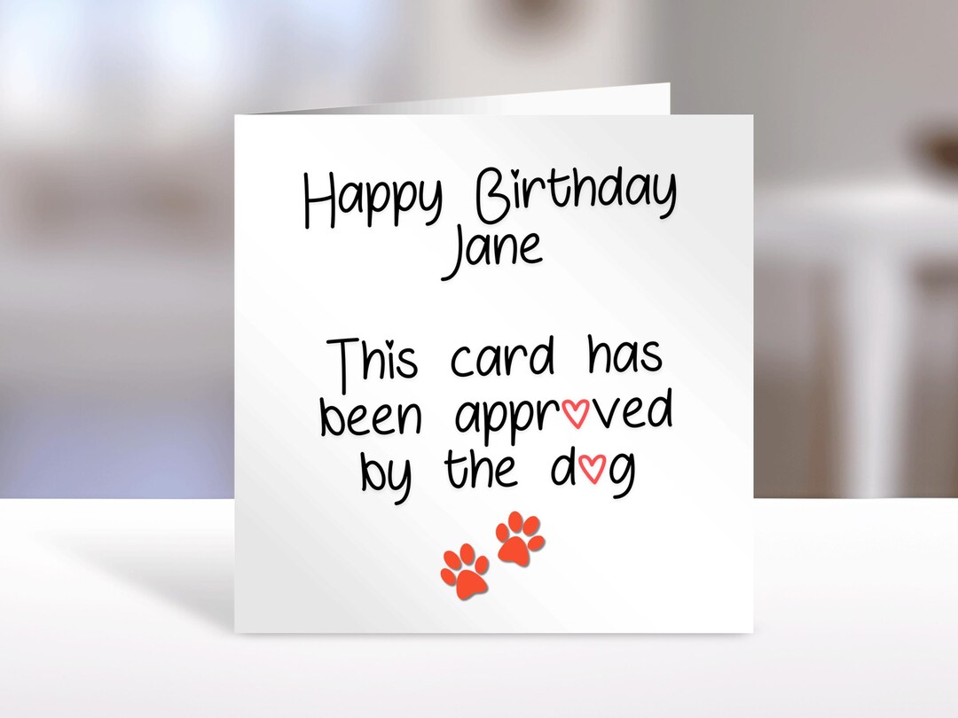 Dog Birthday Card, Personalised Name, Dog Approved Card, Humorous ...
