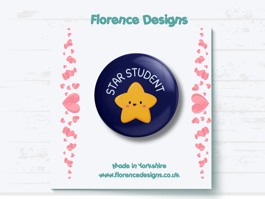 Star Student Button Badge 38mm Metal Badge Reward Pin Teacher Gifts - Etsy