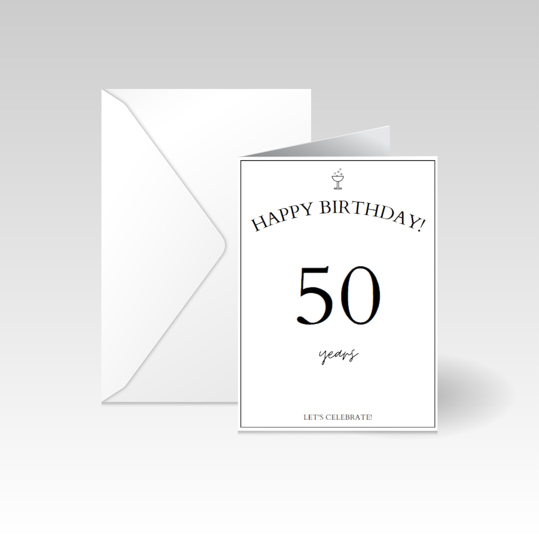 50th Birthday Card, Birthday Card, 50th Greeting Card, Birthday Gift ...