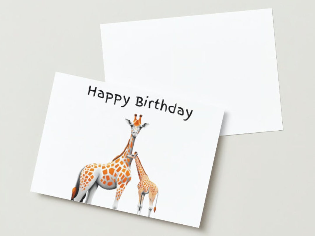 Giraffe Birthday Card, Heart Birthday Card, Heart Greeting Card, Love ...