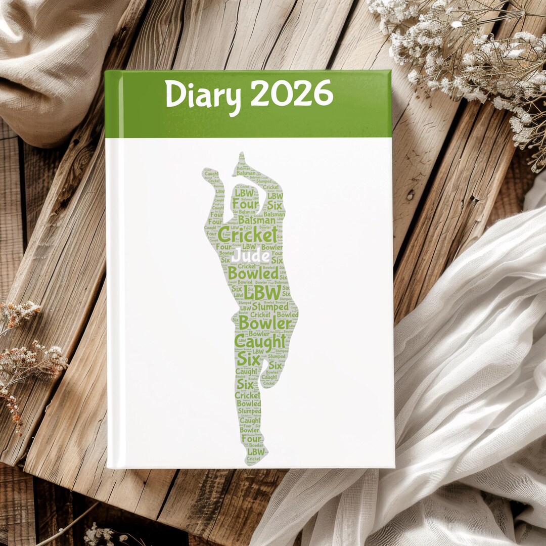 Cricket Diary 2026: Personalised A5 Journal (hardcover, Custom Name) - Etsy