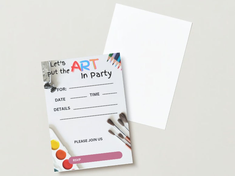 Arty Party Invitation, Party Invitation, Birthday Invitation, Children ...