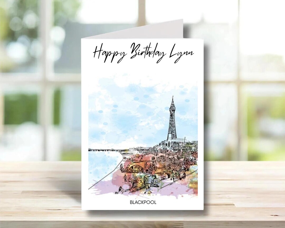 Blackpool Birthday Card: Personalised Town Sketch Design - Etsy