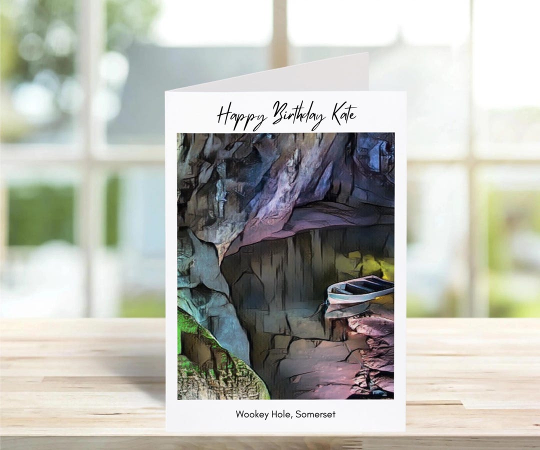 Somerset Wookey Hole Birthday Card, Local Town Sketch (personalised) - Etsy