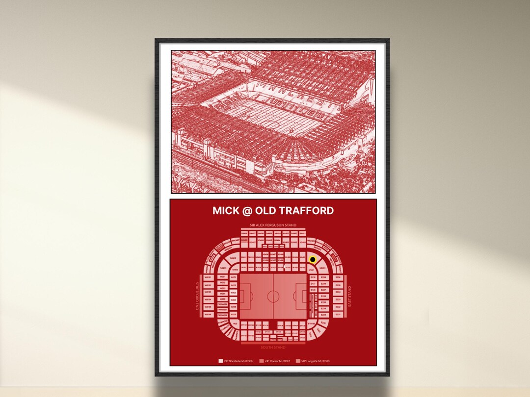 Personalised Football Stadium Print , Old Trafford, Manchester ...
