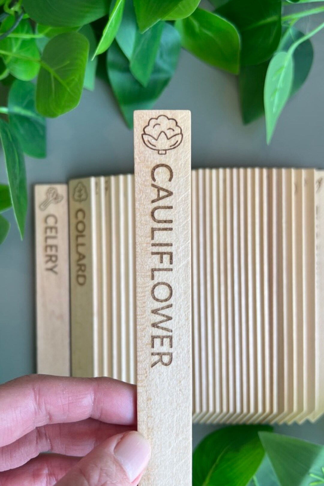 Wooden Cauliflower Garden Stake, Vegetable Plant Label, Garden Bed ...