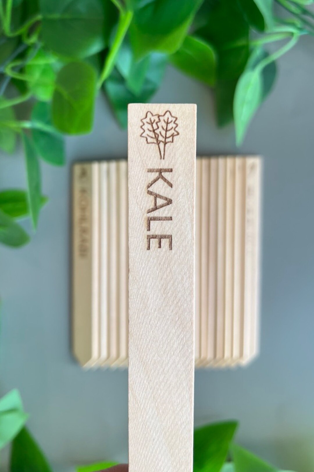 Wooden Kale Garden Stake, Vegetable Plant Label, Garden Bed Planter ...