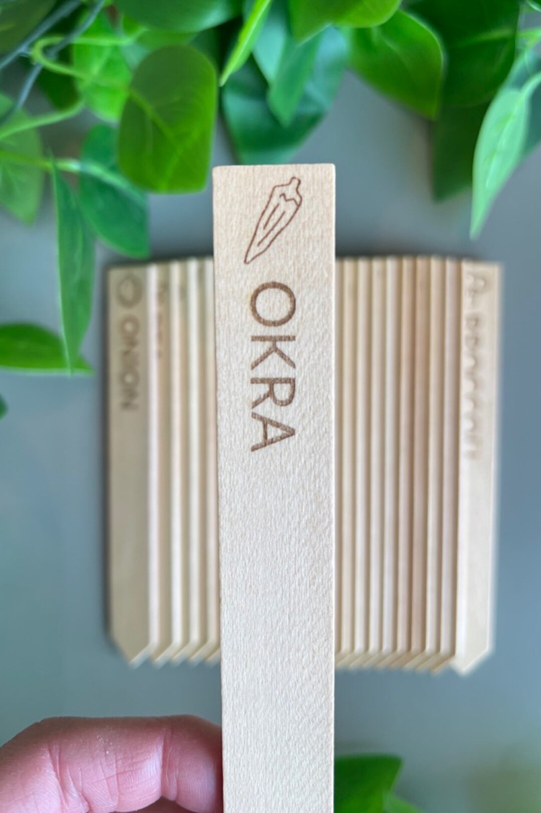 Wooden Okra Garden Stake, Vegetable Plant Label, Garden Bed Planter ...