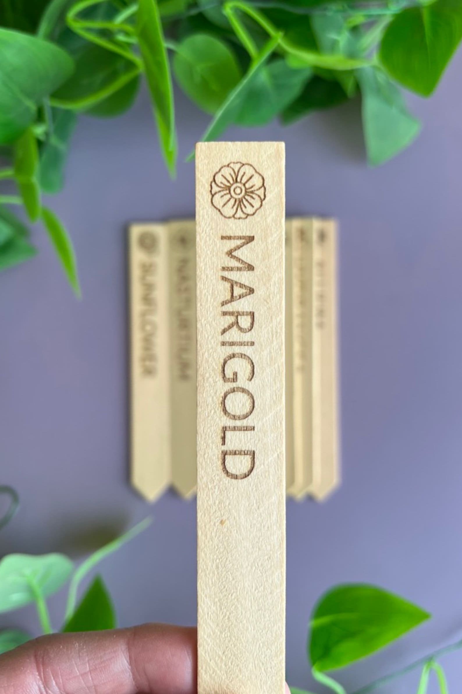 Laser Engraved Marigold Wooden Garden Stake - Plant Marker - Etsy