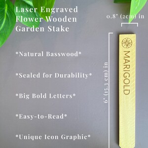 Laser Engraved Marigold Wooden Garden Stake - Plant Marker - Etsy